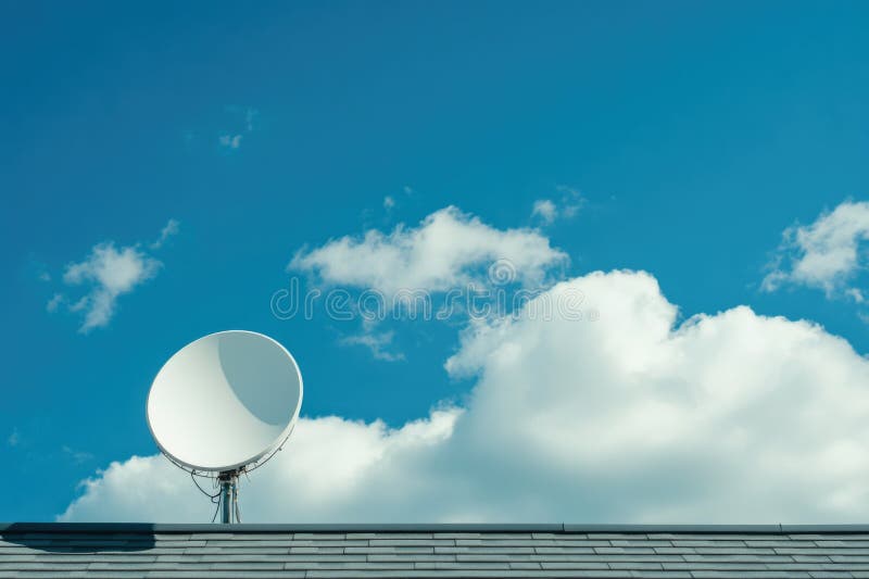 Aerial View Satellite Dish Installed Rooftop Tv Reception Stock Photos ...