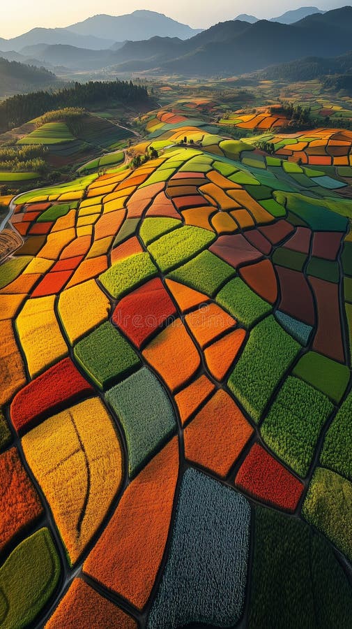 Aerial View of Scenic Agricultural Patchwork Fields Stock Image - Image ...