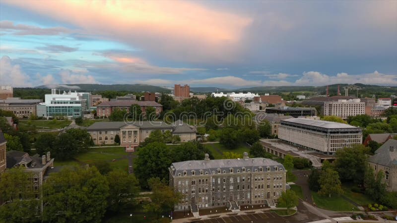 Aerial View of the Scenic Cornell University Campus at Sunset Stock ...