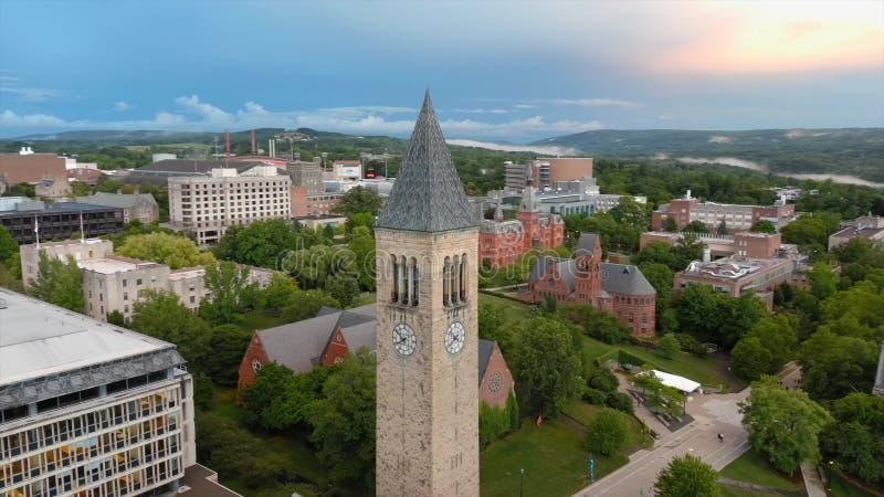 Aerial View of the Scenic Cornell University Campus at Sunset Stock ...