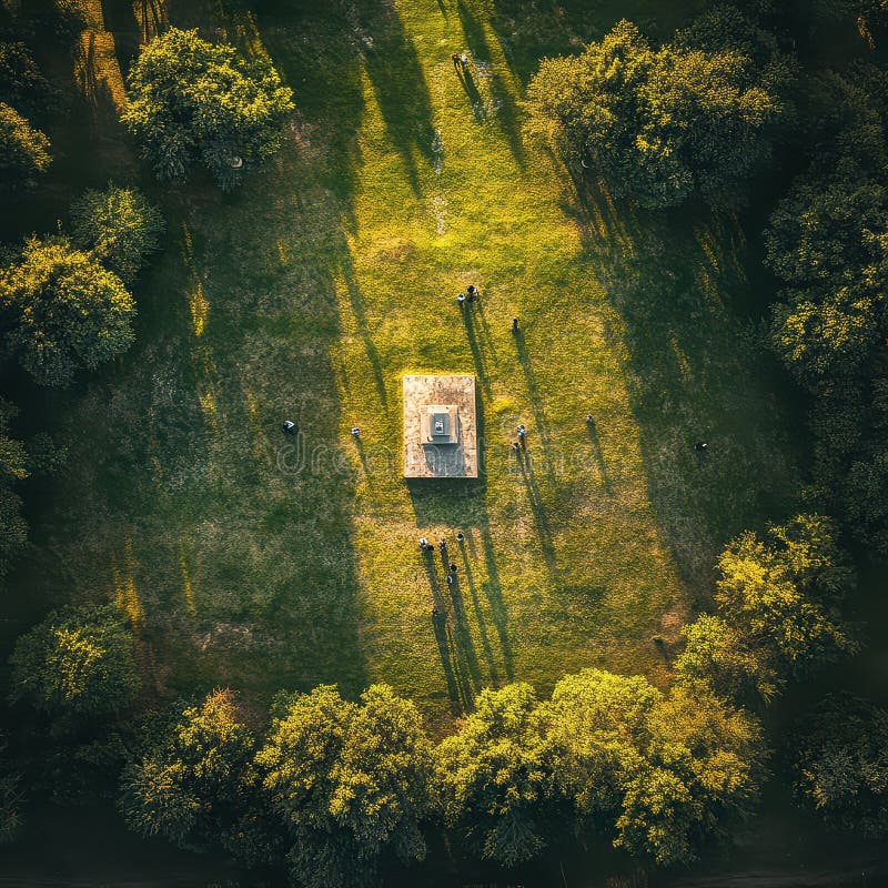 Aerial View of a Scenic Park with Shadows and Sunlight Patterns Stock ...