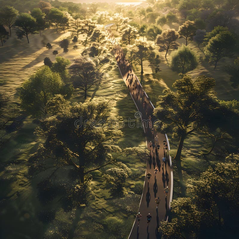 Aerial View of a Scenic Tree Lined Course Capturing the Dynamic and ...