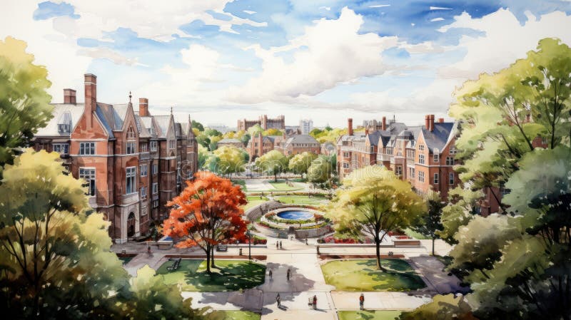 Aerial View of School Campus AI Generated Stock Illustration ...