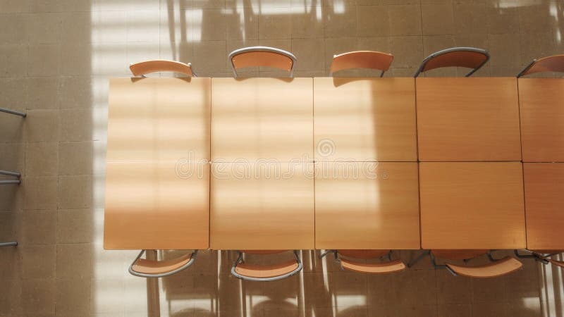 Aerial View of a School Classroom, with Brown Chairs and Tables Stock ...