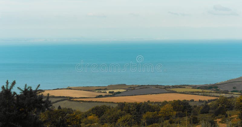 Aerial View of Sea with Greenery Beach Stock Image - Image of ocean ...