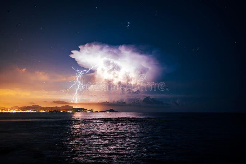 Aerial View of Sea during Lightning Stock Photo - Image of scenic ...