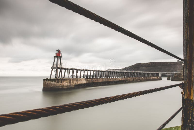 Aerial View of Sea with Seaside Path in Whitby Stock Image - Image of ...