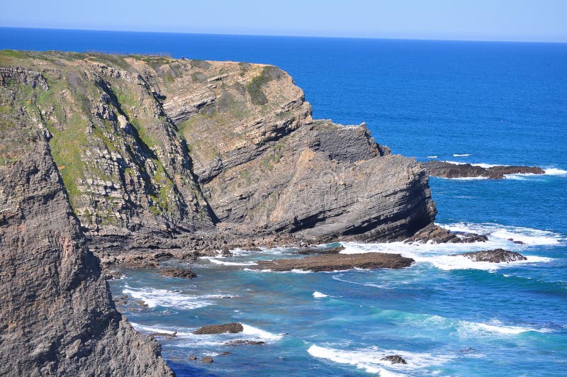 Aerial View of Sea Waves Breaking Beach with Cliffs Stock Image - Image ...