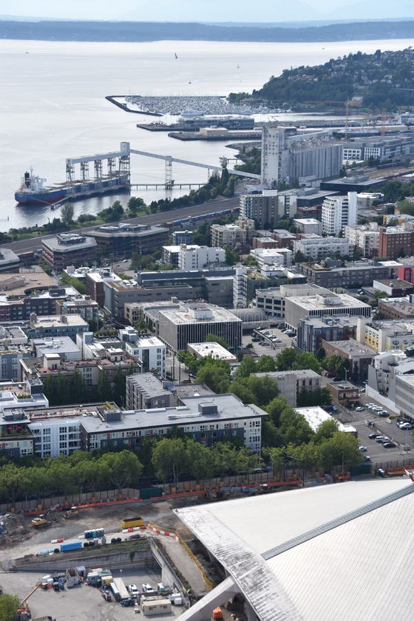 Aerial View of Seattle from the Observation Deck at the Space Needle in ...