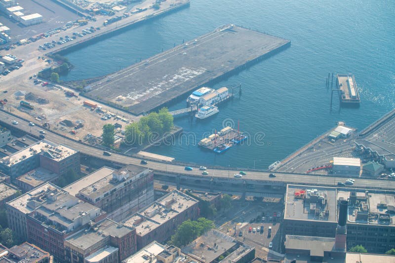 Aerial View of Seattle Skyline on a Sunny Day, WA Stock Photo - Image ...