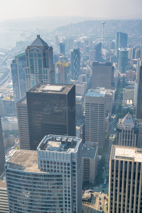 Aerial View of Seattle Skyline on a Sunny Day, WA Editorial Image ...