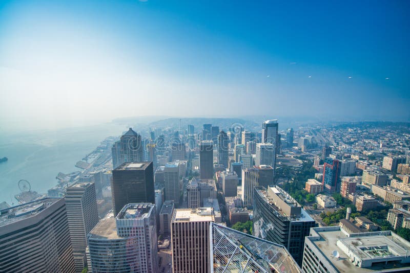 Aerial View of Seattle Skyline on a Sunny Day, WA Stock Photo - Image ...