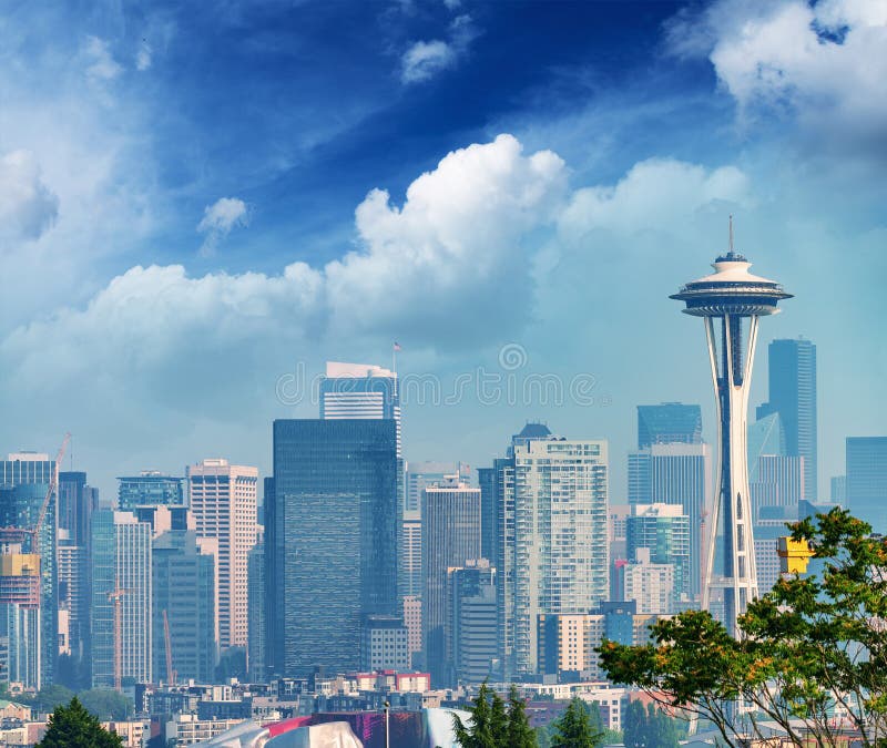 Aerial View of Seattle Skyline, Washington - USA Stock Image - Image of ...