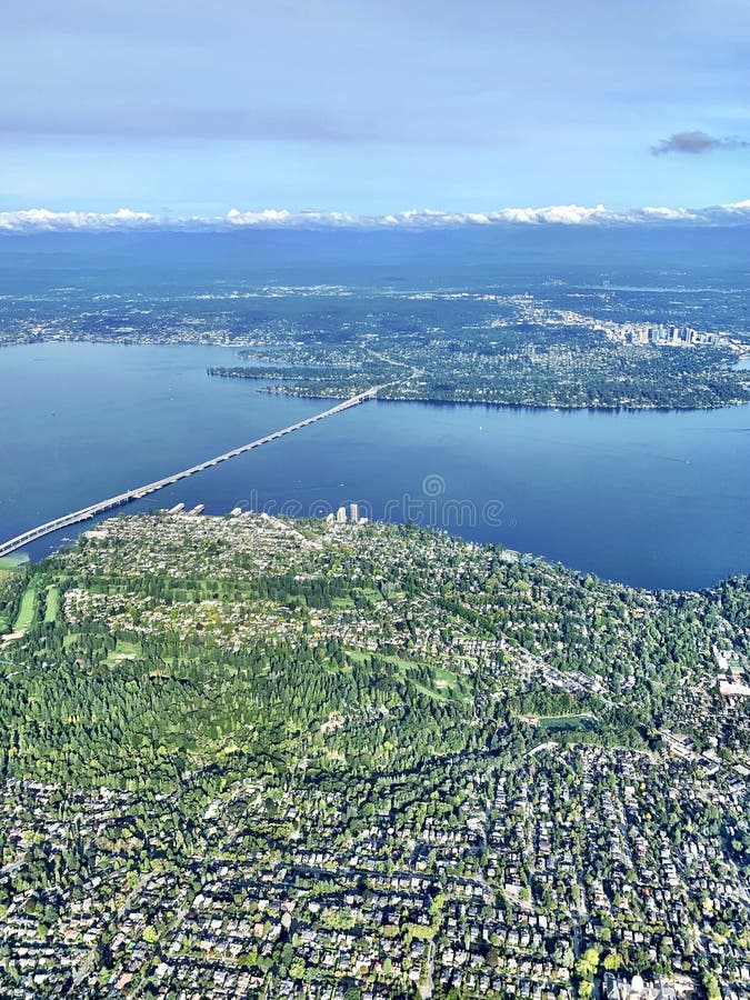 Aerial View of Seattle Washington Stock Image - Image of bridge, road ...