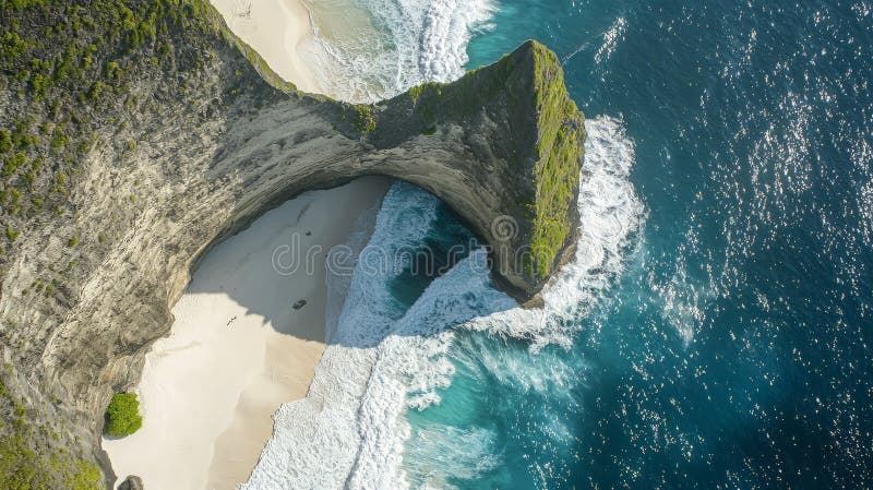 Aerial View Secluded Beach Dramatic Cliff Formation Turquoise Water ...