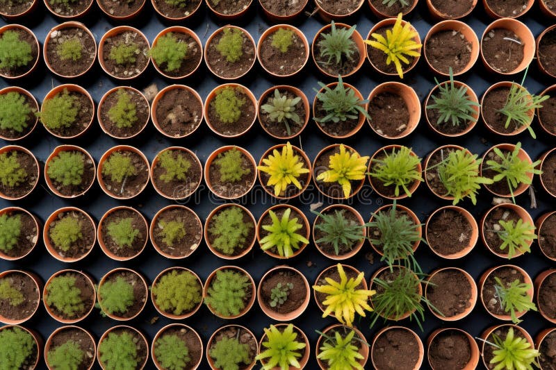 Aerial View of Seedlings in a Grid Pattern, Ready for Planting Stock ...