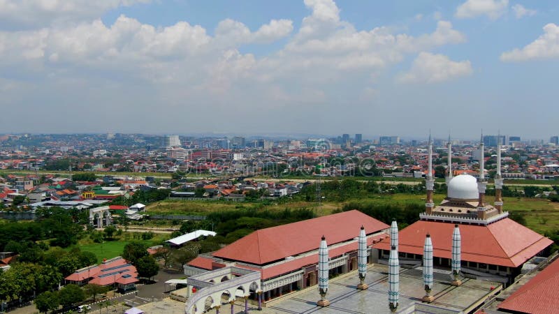Aerial View Semarang City, Great Mosque of Central Java and Magnificent ...