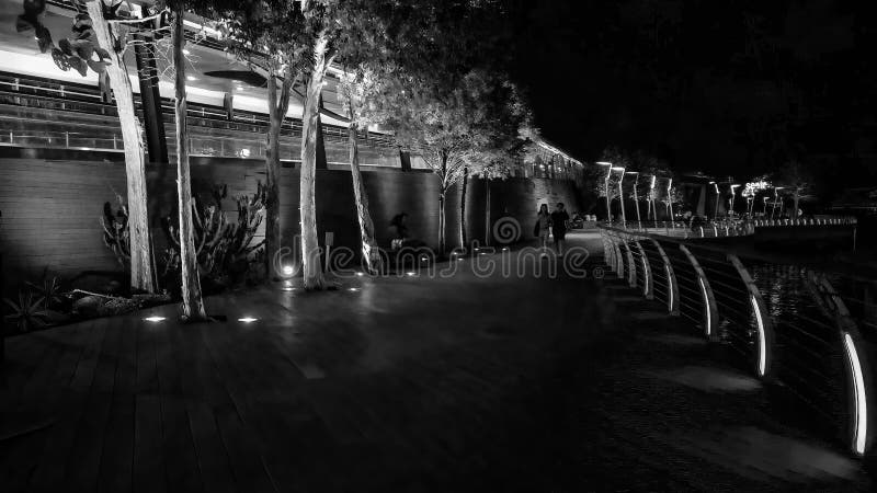 Aerial View of Sentosa Boardwalk at Night, Singapore Stock Photo ...