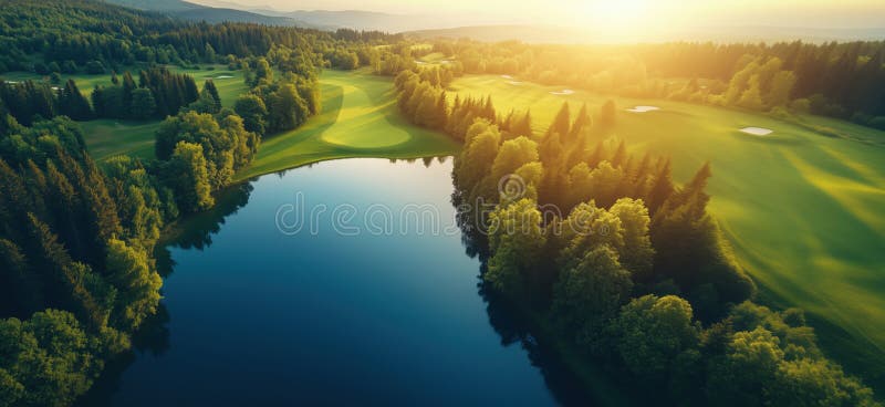 Aerial View of Serene Golf Course Landscape with Lush Greenery and ...