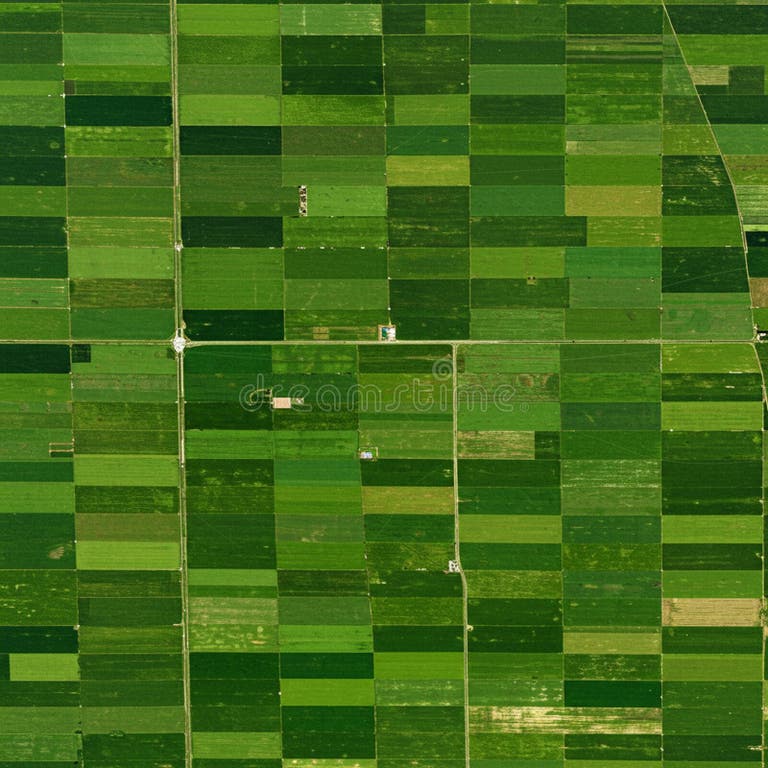 Aerial View of a Series of Rectangular Agricultural Fields, Varying in ...