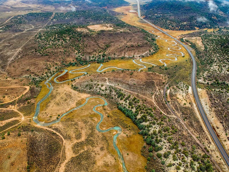 Aerial View of Sevier River in Utah, USA Stock Image - Image of autumn ...