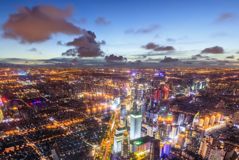 Aerial View of Shanghai Cityscape Stock Image - Image of skyscraper ...