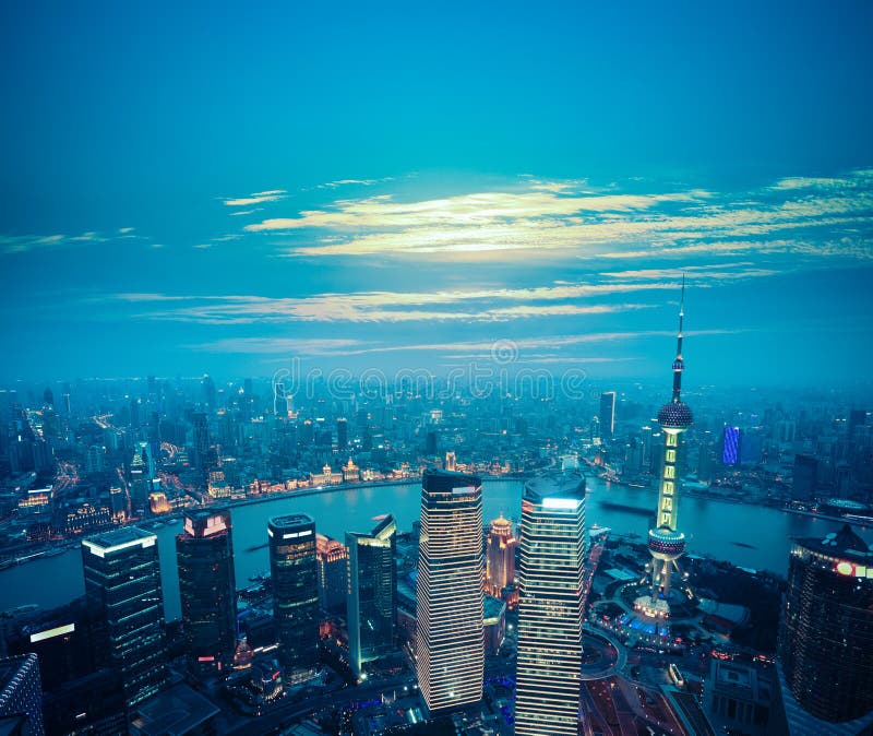 A Bird S Eye View of Shanghai Downtown Stock Photo - Image of ...