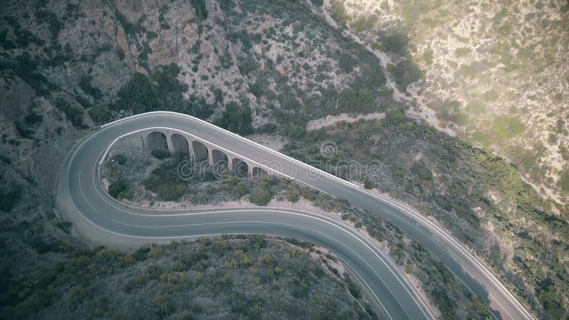 Aerial View of Sharp Hairpin Turn in Mountains Stock Photo - Image of ...