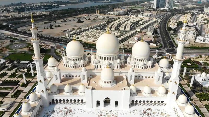 Aerial View of Sheikh Zayed Grand Mosque during Sunset, Abu Dhabi, UAE ...