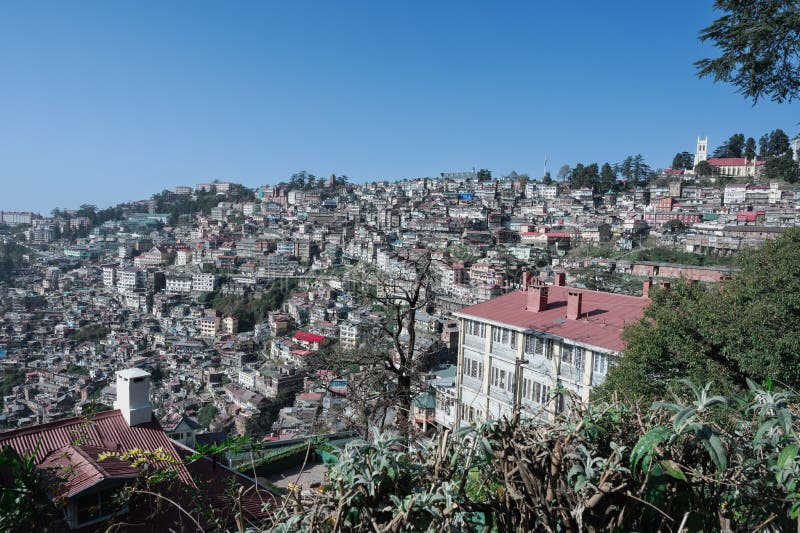 Aerial View of the Shimla City Building Stock Image - Image of travel ...