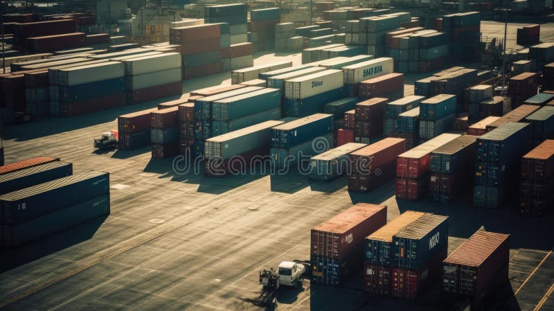 Aerial View of Shipping Container Yard Stock Illustration ...