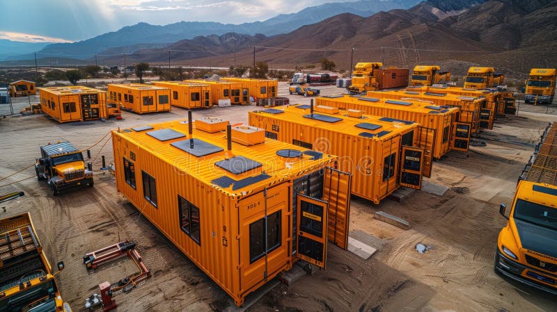 Aerial View of Shipping Containers in Desert Setting Stock Illustration ...