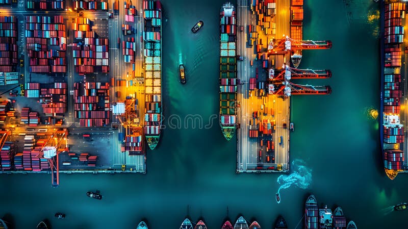 Aerial View of Shipping Containers in a Harbor. Generative AI Stock ...