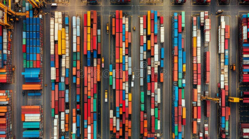 Aerial View of Shipping Containers in a Port Stock Illustration ...