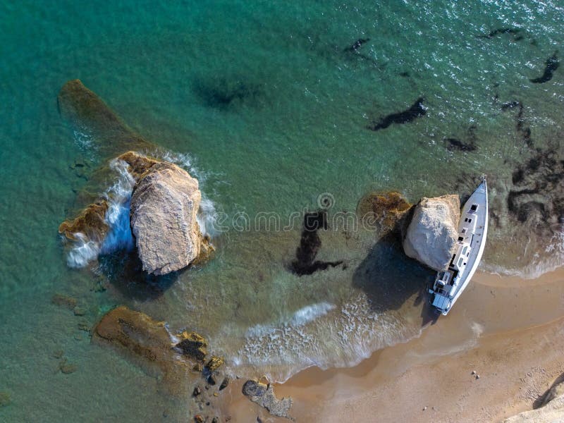 Aerial View of Shipwreck, Greece Stock Image - Image of travel, boat ...
