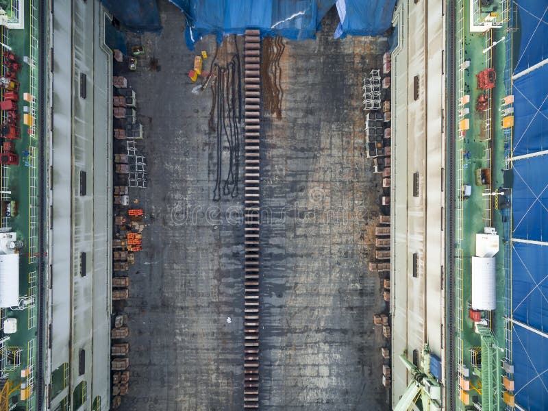 Aerial Top View Container in Port Warehouse Waiting for Export . Stock ...