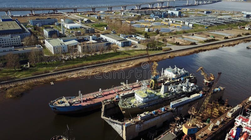 Aerial View of Shipyard. Ships is Under Constructions Stock Image ...