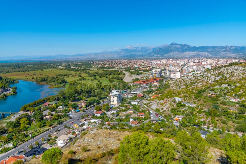 Aerial View of Shkoder from Rozafa Castle in Albania Stock Photo ...