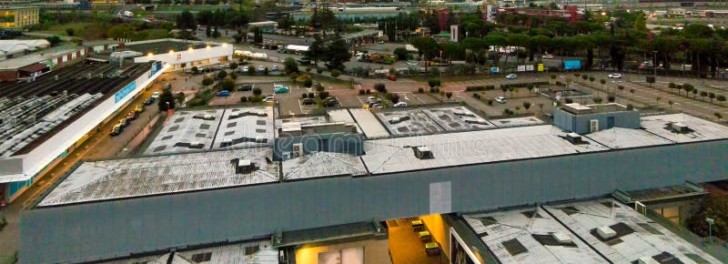 Aerial View of Shopping Center Area at Sunset Stock Photo - Image of ...