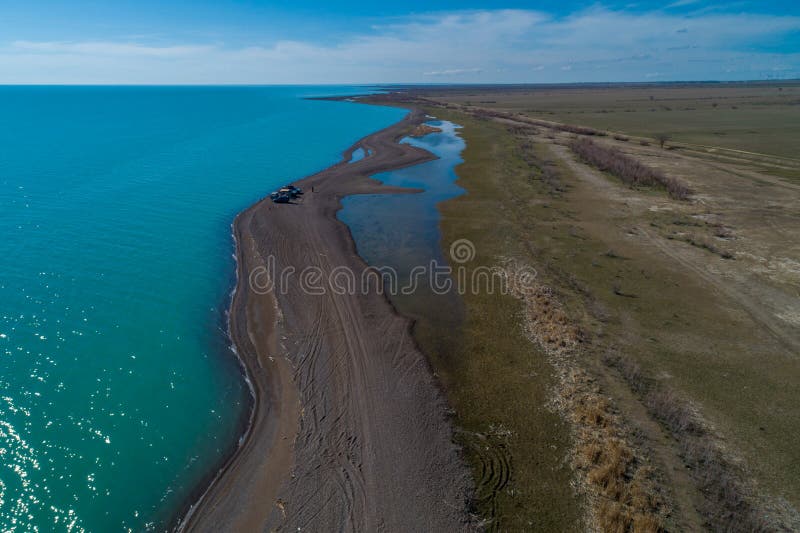Aerial View of the Shoreline of the Lake, View from Above Stock Photo ...