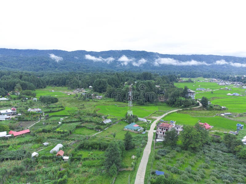 Aerial View Shot of a Valley Village. Stock Photo - Image of view, vill ...