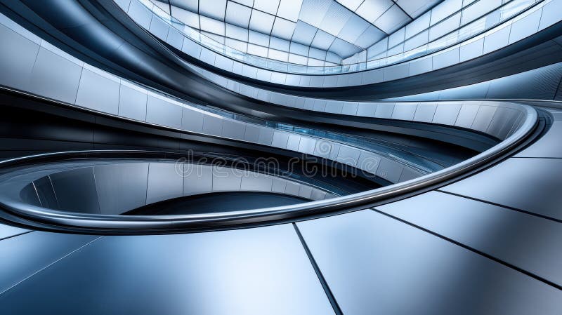 Aerial View Showcases a Modern Curved Building Featuring a Prominent ...