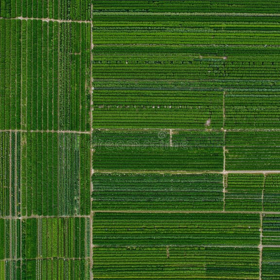 Aerial View Showcasing Agricultural Fields with Precise, Rectangular ...
