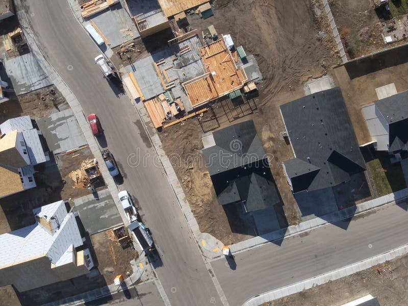 Aerial View Showcasing Construction Progress in a Local Subdivision ...