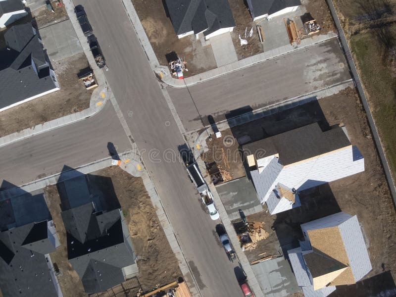 Aerial View Showcasing Construction Progress in a Local Subdivision ...