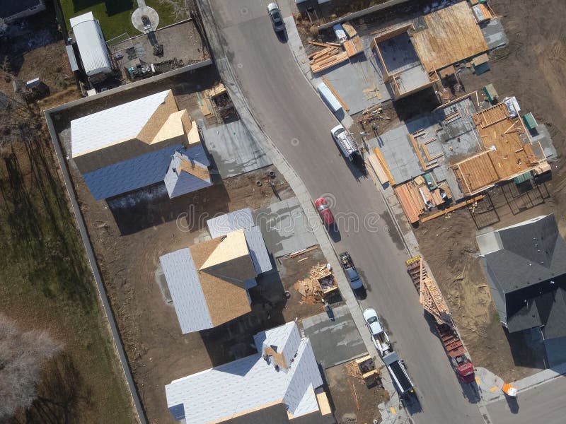 Aerial View Showcasing Construction Progress in a Local Subdivision ...