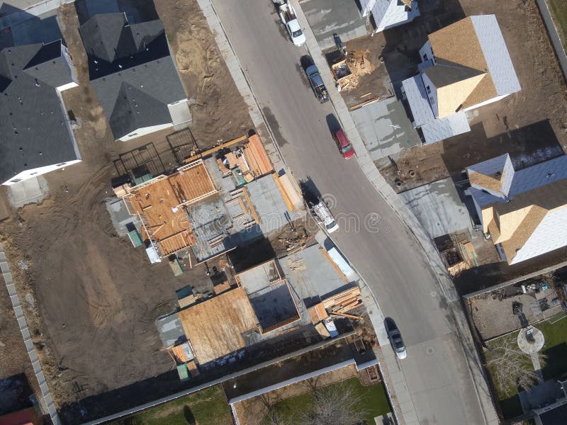Aerial View Showcasing Construction Progress in a Local Subdivision ...