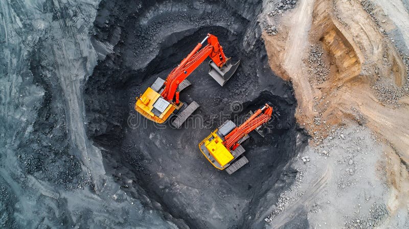 Aerial View of Excavators in Mine Stock Photo - Image of mineral ...
