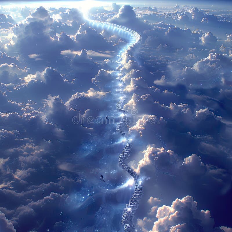 An Aerial View Showing a Path Cutting through the Clouds Stock Image ...