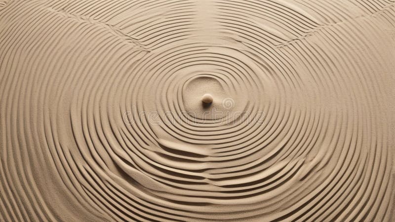 Aerial View of Circular Sand Patterns with a Central Sphere Creating ...